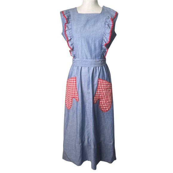 Lori Till | Dresses | Vtg Lori Till Maxi Dress Ml Blue Red Ric Rac ...